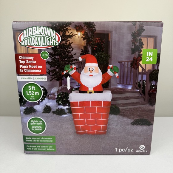 Gemmy | Holiday | Gemmy New 5 Ft Santa In Chimney Lighted Animated ...